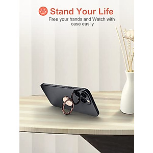 Invoibler Cell Phone Ring Holder Finger Kickstand, Adjustable Polished Metal Phone Grips Work for Magnetic Car Mount, Compatible with iPhone, Samsung, All Smartphone