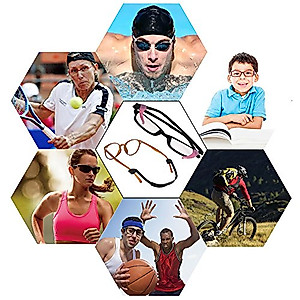 SENHAI 6 Pack Anti-Slip Silicone Glasses Straps with 6 Pairs Ear Grip Hooks, Soft Eyewear Retainer Eyeglasses Holder for Kids Adult Sports - Black, Red, Orange, Pink, Blue, Green