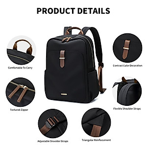 GOLF SUPAGS Laptop Backpack Purse for Women Fits 15 Inch Notebook Casual Daypack Work Travel College School Bookbag Fashion Computer Bag (Black, 15 Inch)