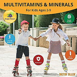 NuBest Doctor Taller Kids - Kids Multivitamins, Toddler Vitamins - Support Healthy, Immunity and Bone Strength for Ages 2 to 9 - Grape Flavor - 60 Vegan Chewable Tablets | 1 Month Supply