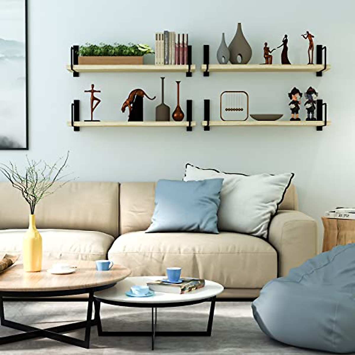 CTPNMCIN Floating Shelves Wall Mounted Set of 3, 24 Inch Natural Wood Wall Shelves for Bedroom/Bathroom/Living Room/Study/Kitchen…