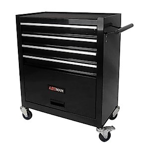 nifoti 4 Drawers Tool Cart on Wheels,Rolling Tool Box Tool Storage， Drawers Rolling Tool Box Organizer Tool Case for Garage, Warehouse, Workshop, Repair Shop (4 Drawers(Black))