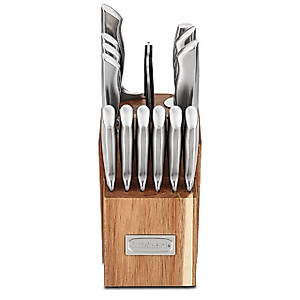 Cuisinart 15pc German Stainless Steel Hollow Handle Cutlery Block Set w/Acacia Block