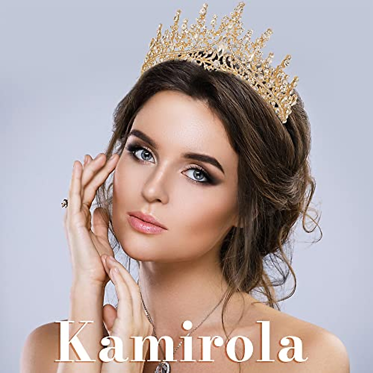 Kamirola Vintage Tiaras and Crowns for Women, Bridal Crown Princess Tiaras Headband, Costume Party Accessories for Brithday Halloween … (Gold&White)