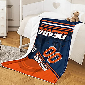Yieking Custom Blanket for Bed Add Name and Number Gifts for Men Football City Winter Throw Blankets, 40" x 50", 50" x 60", 60" x 80"