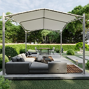 Joyside 11.5FT x 11.5FT Pergola for Outdoor, Patio Gazebo with Metal Frame and Top Canopy, Backyard Sun Shelter with Sun Shade on Top, Pergola with Sturdy Structure for Lawn, White