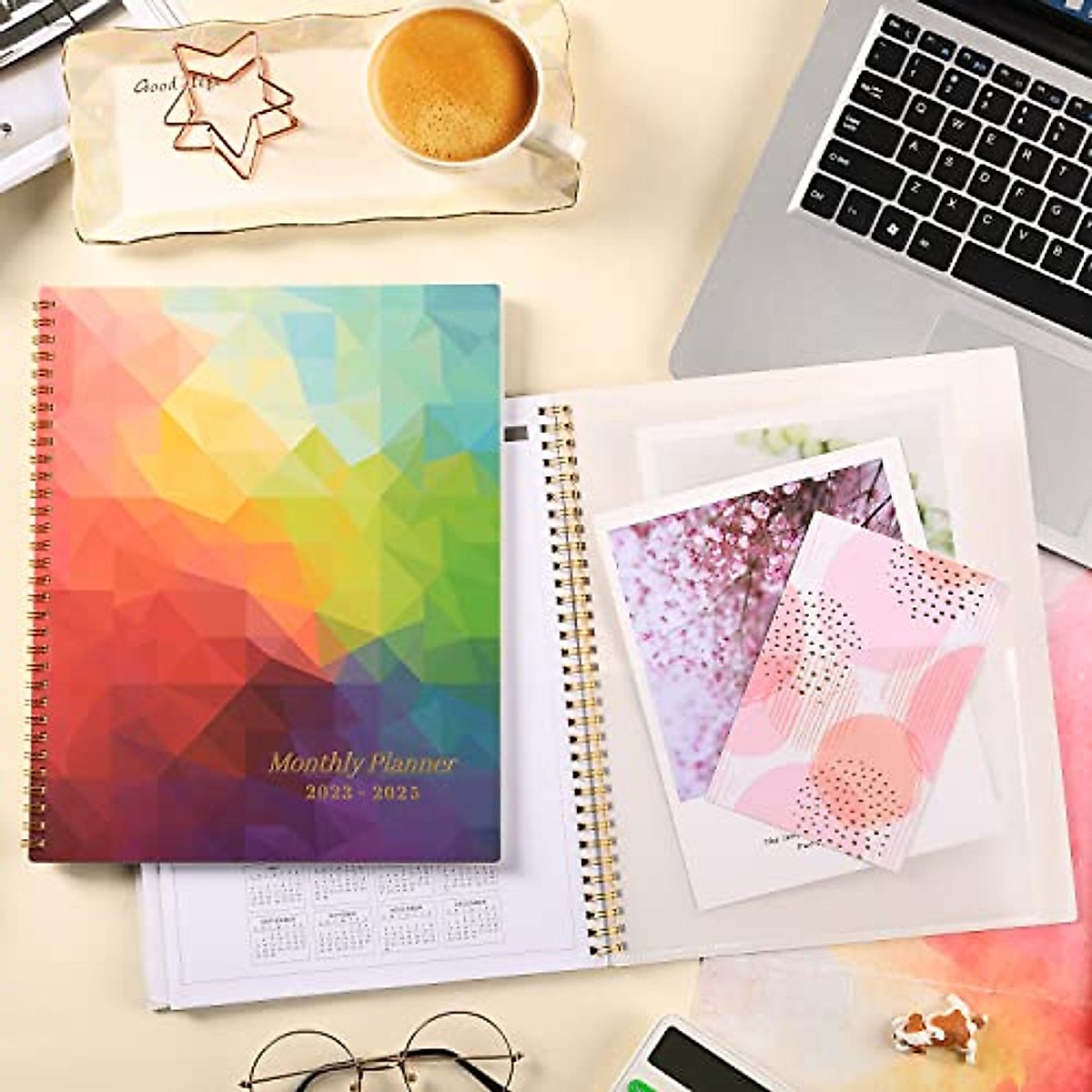 Monthly Planner 2023-2025 - Jul. 2023- Jun. 2025, 2023-2025 Monthly Planner, 9" x 11", 2-Year Monthly Planner with Tabs + PocketThick Paper + Twin-Wire Binding - Dazzle Color Graphics