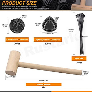 Rustark 91Pcs Black Wire Grid Cube Connectors with Zip Ties and Wooden Hammer, Cube Storage Connectors Foot Connectors for Cube Storage Modular Closet Storage Organizer and Wire Shelving