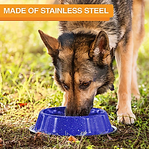 Neater Pet Brands - Outdoor Camping Style Pet Bowl - Enamel Ware Blue Black Granite Colors - Dog Cat No Tip Skid Bowls (64 oz, Blue)