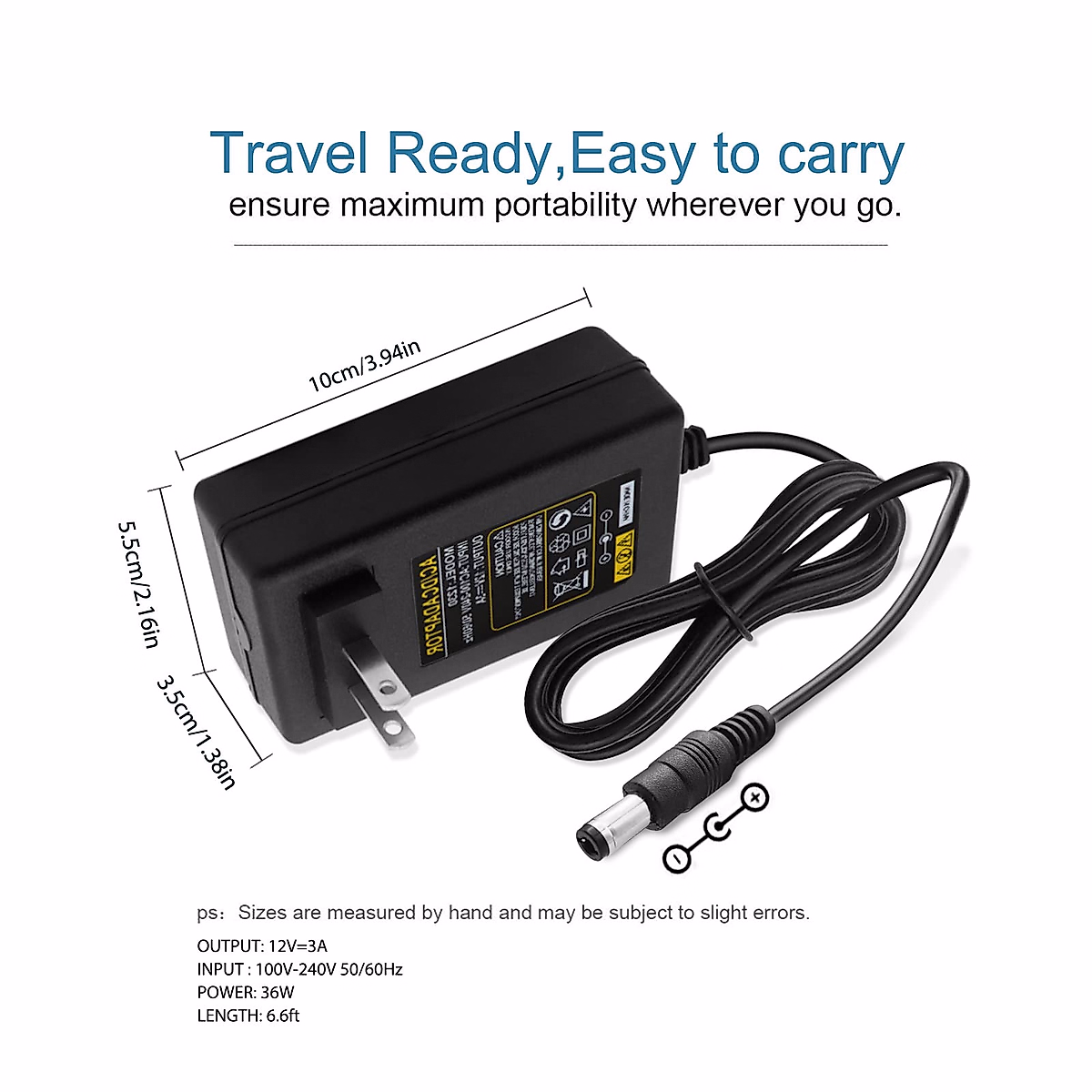 12V 3A Adapter Power Supply Cord Fit for DOSS SoundBox XL, Braven BRV-X BRVX BRVXGWB BRVXBBB 805 1100 BRV-HD Bluetooth Speaker, Bose Companion 2 Series II III 2 3 PC Speakers Replacement Charger Cable