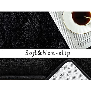 HOMORE Luxury Fluffy Area Rug Modern Shag Rugs for Bedroom Living Room, Super Soft and Comfy Carpet, Cute Carpets for Kids Nursery Girls Home, 4x6 Feet Black