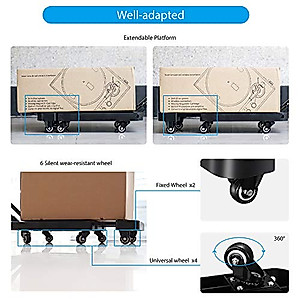 LEMONDA 6 Wheels Folding Hand Truck with 2 Elastic Ropes,400lbs Heavy Duty Luggage Cart,Utility Dolly Platform Cart for Car House Office Luggage Moving