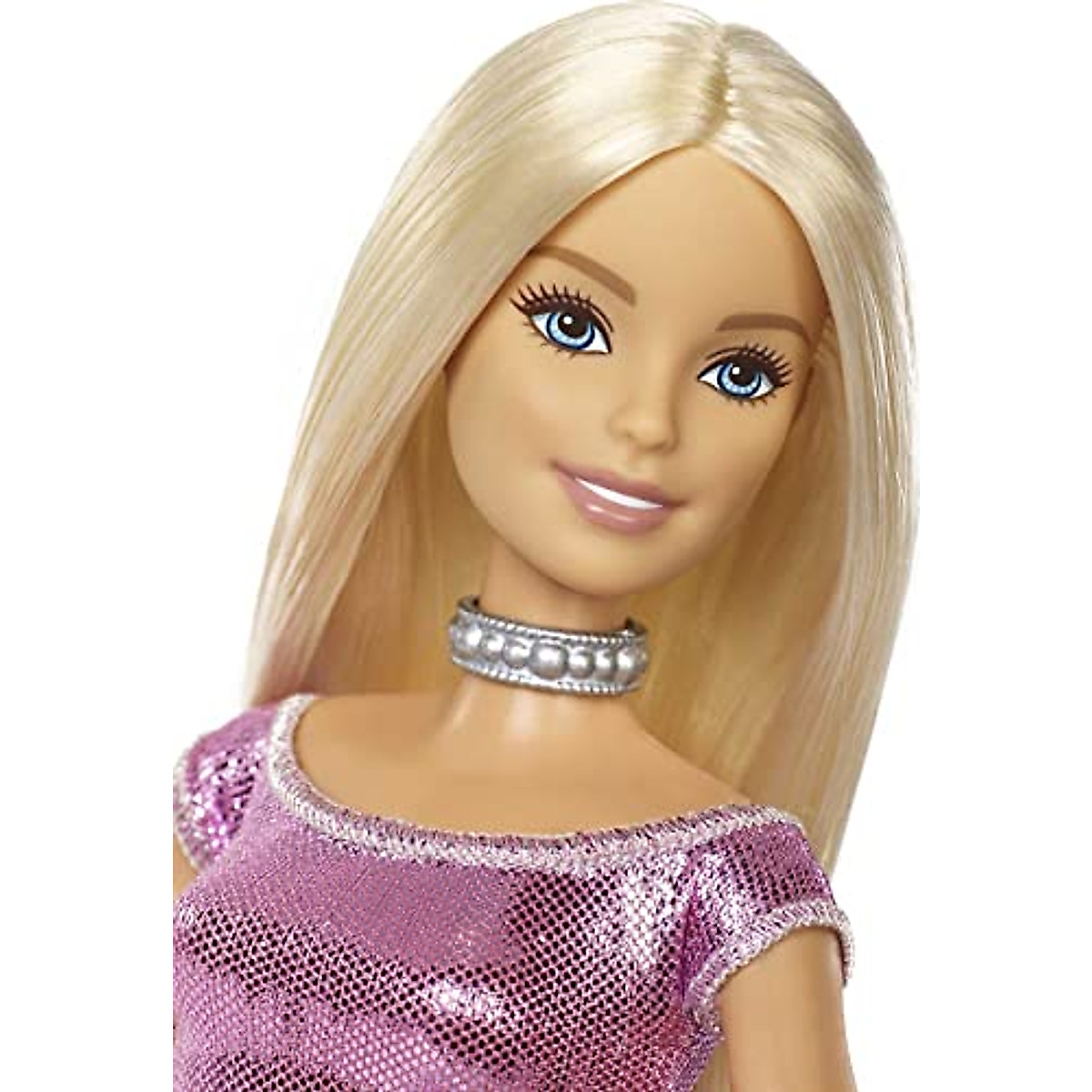 Barbie Happy Birthday Doll with Blonde Hair and Blue Eyes, Pink Glitter Party Dress, Gift and Silvery Accessories (Amazon Exclusive)
