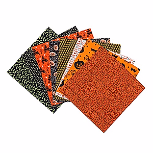 Amosfun 8pcs Pumpkin Cotton Fabric Quilt Fabric Quilting Fabric Camo Fabric Precut Fabric Scraps Sewing Craft Pre- Cut Quilt Squares Printed Craft Fabric Halloween Cloth DIY Sewing Cloth