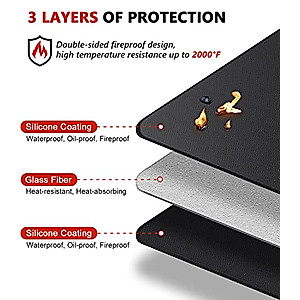 Protebox 60 x 40 inch Under Grill Mats for Outdoor Grill, Double-Sided Fireproof Deck and Patio Protector Mat, BBQ Mat for Under BBQ, Waterproof Oil-Proof Grill Floor Pads Fire Pit Mat Fireplace Mat