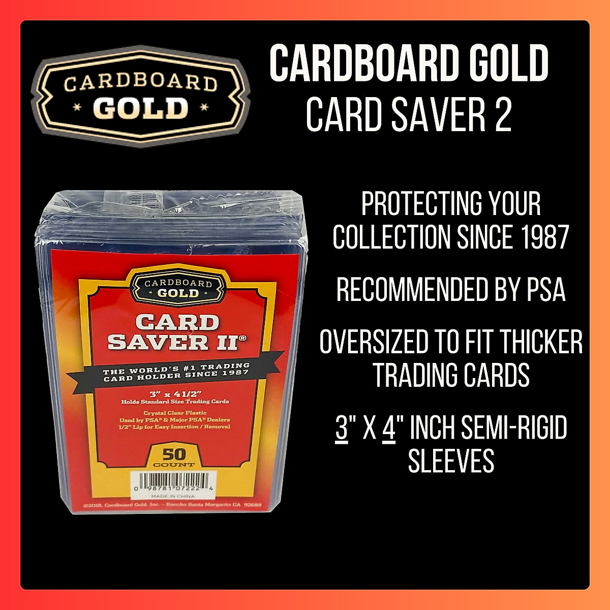 Card Saver 200 Cardboard Gold 2 Semi-rigid Card Holders