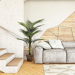 SeelinnS Artificial Trees Artificial ​Palm Tree Artificial Plants for Home Decor Indoors and Outdoors 4FT Fake Plants Tall Artificial Plants with 14 Artificial Leaves and Plastic Nursery Pot (2 Pack)