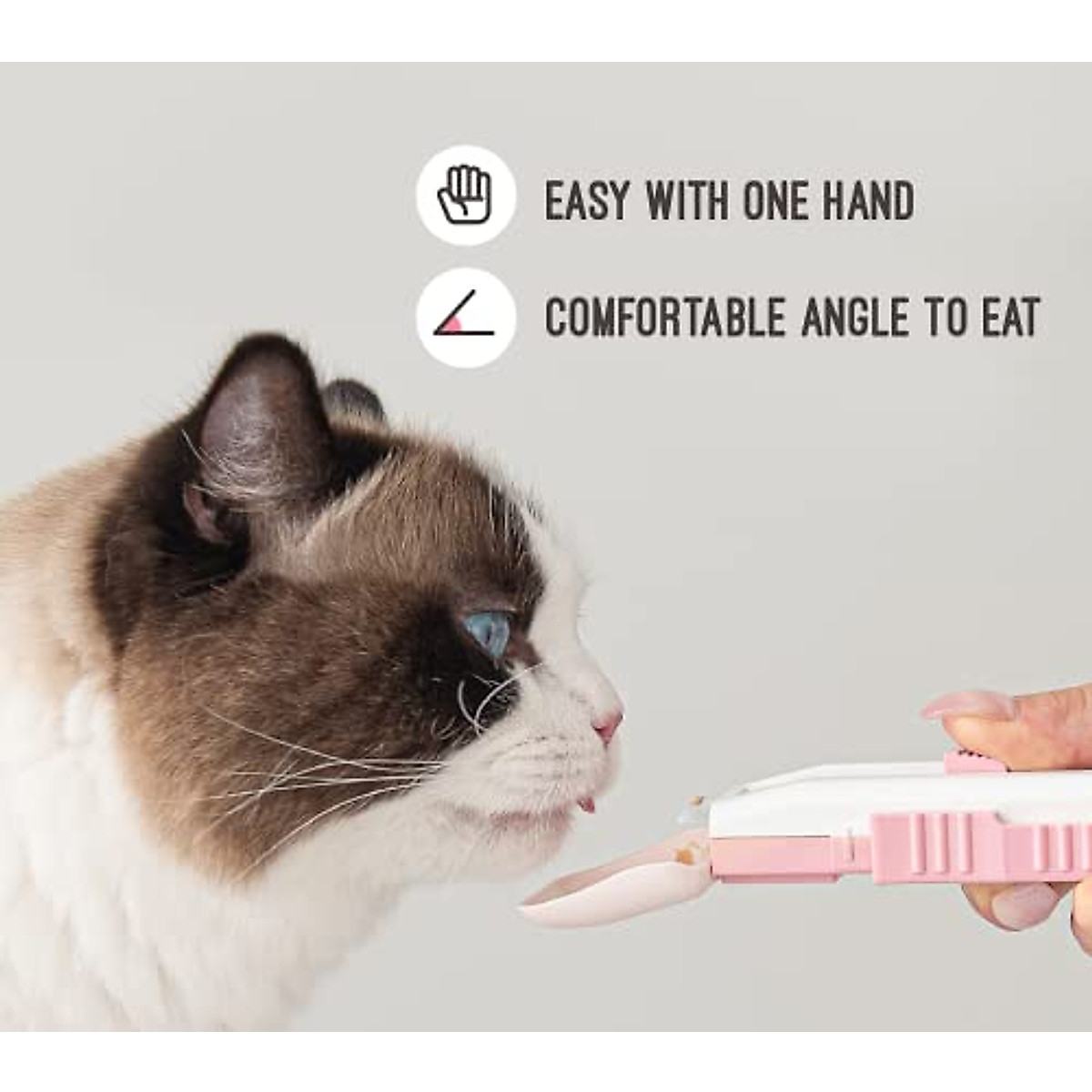 ADDY & PLUSY PHERMES ONECHU Sliding Cat Strip Squeeze Spoon Paste Cat Snack, Liquid Snack/Cat Strip Spoon Pet Snack Spoon (Pink)