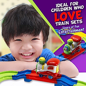 WolVolk Attractive Colorful Toddler Train Set with Lights and Sound, Easy Tracks Assembly, Train Goes Around by It Self