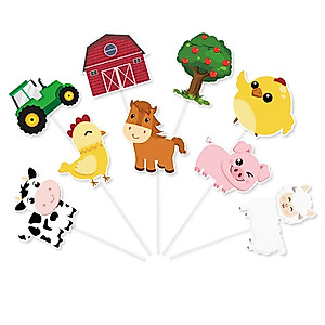 WERNNSAI Farm Cupcake Topper - 36 PCS Farm Animals Cake Topper Party Decorations for Kids Birthday Baby Shower Barnyard Cartoon Cupcake Topper Picks Party Supplies