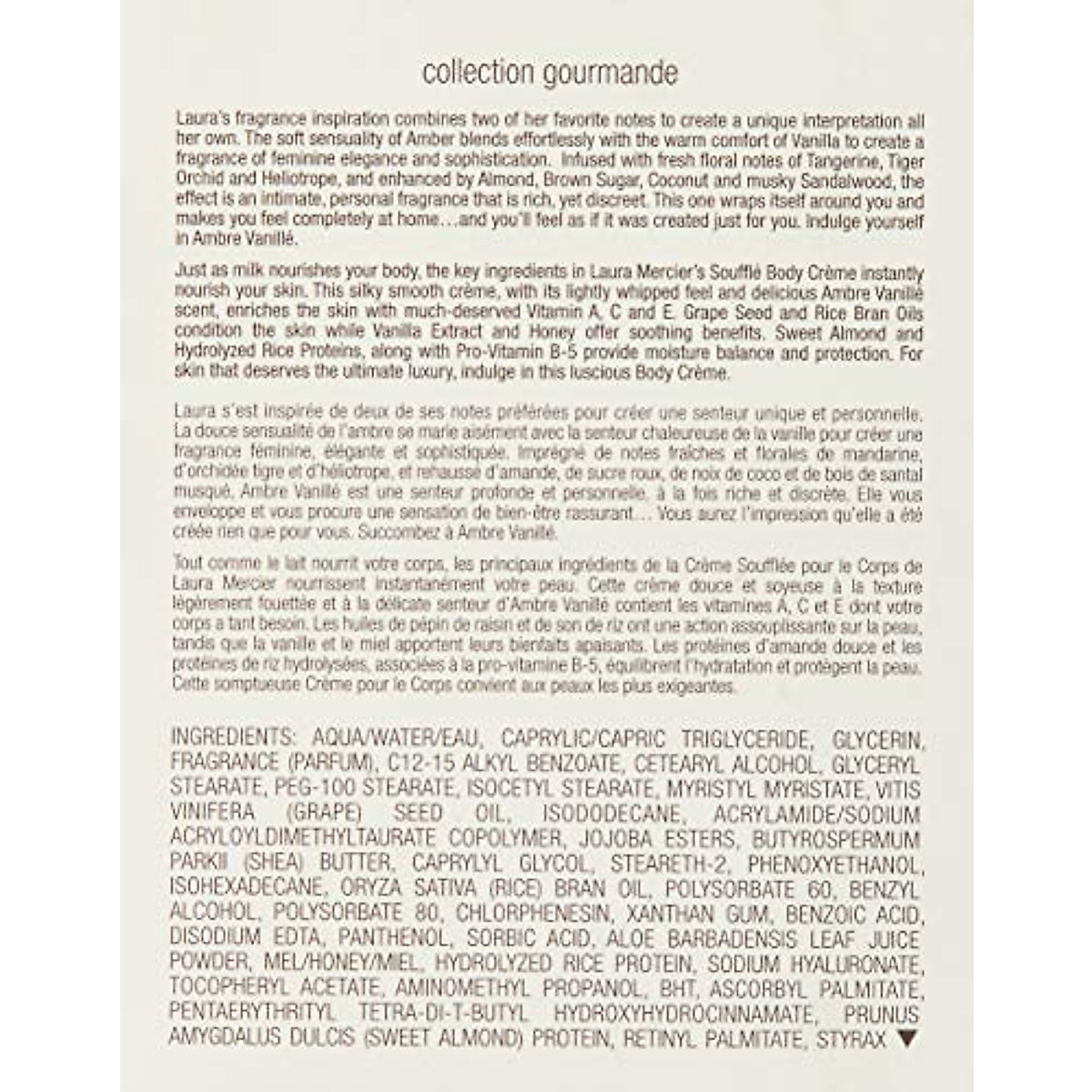 laura mercier Ambre Vanille Souffle Body Creme, 12 Ounce