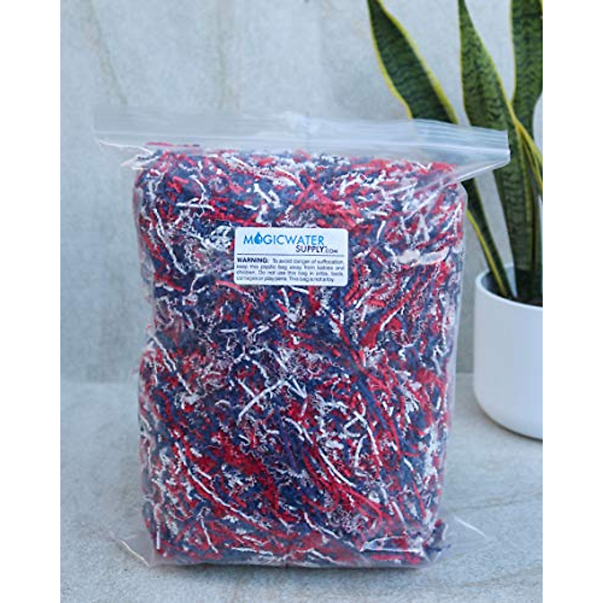 MagicWater Supply Soft & Thin Cut Crinkle Paper Shred Filler (2 LB) for Gift Wrapping & Basket Filling - Red, White and Blue