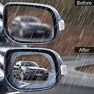 Foseal HD Transparent Nano Coating Rainproof Film for Car Rear View Mirror, Oval (5.31"x3.74"), 4 PCS