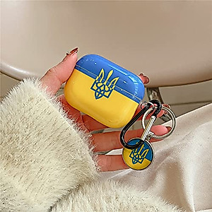 Compatible Airpod pro 2 Generation Protective Cover, Ukraine Cool Skin Design, 3D Cute Style Skin, Silicone Keychain Accessories Protective Cover for Men and Women Airpod pro 2 case (Flag of Ukraine)