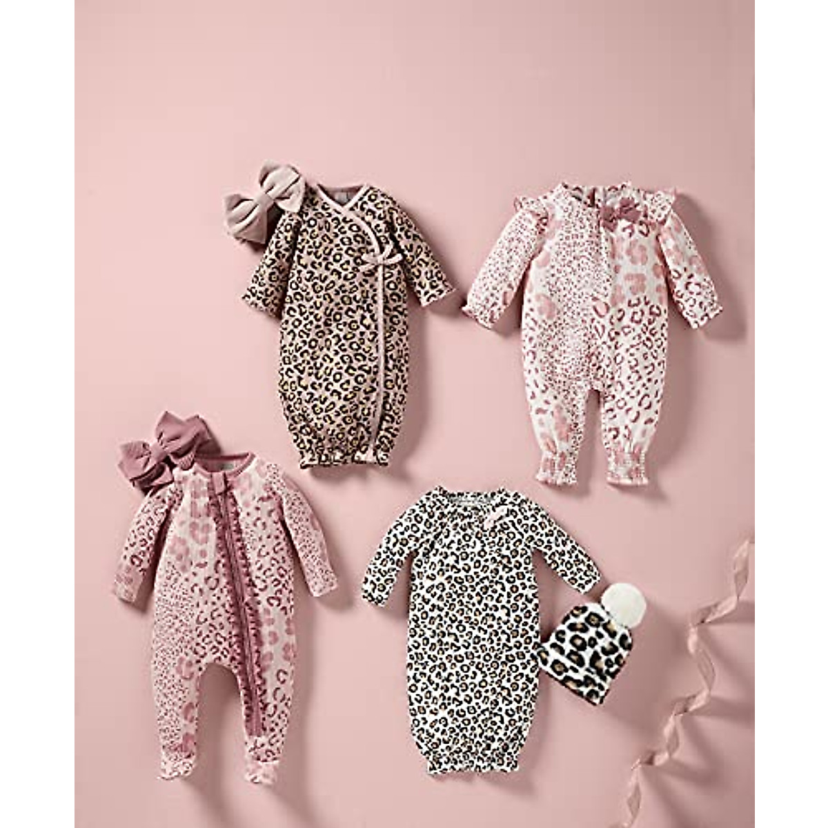 Mud Pie baby girls Mauve Leopard Sleeper and Headband, Leopard, 3-6 Months US