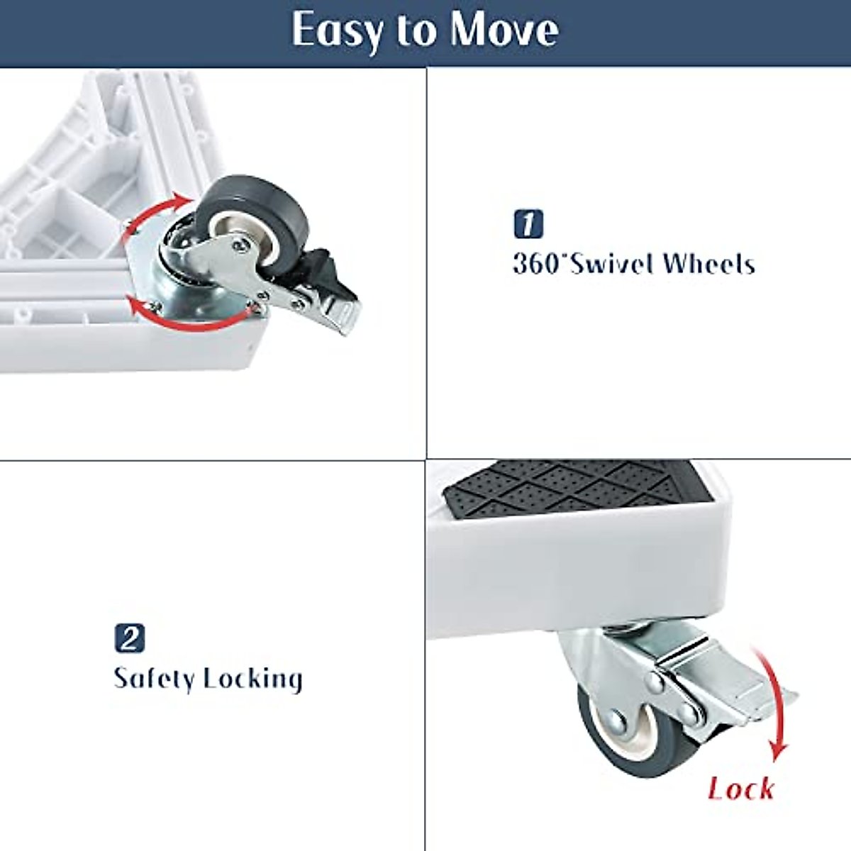 MYFULLY Adjustable Movable Furniture Dolly Roller Base, Multi-Functional Mobile Base for Dryer, Washing Machine and Mini Refrigerator Stand Moving Cart (4 Wheels)