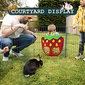 Rabbit Hay Feeder Bag, Hay Feeding Bag for Rabbits,Guinea Pig Hay Feeder Storage, Hanging Rabbit Hay Feeder Bag for Guinea Pigs Bunnies Chinchillas（Red）