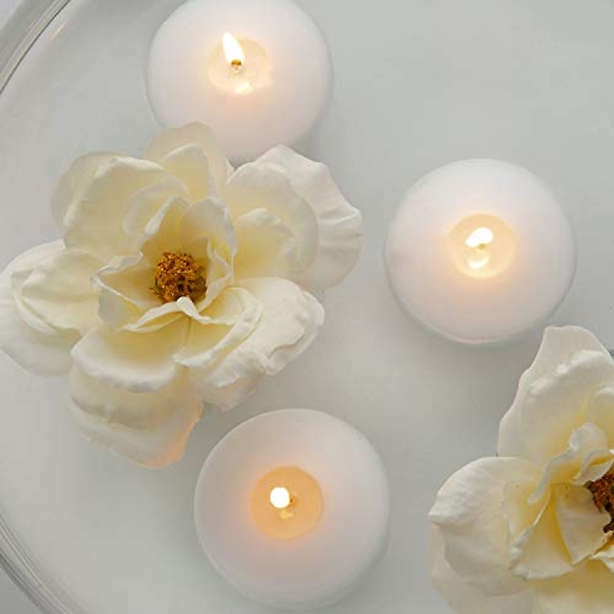 White Floating Candles, 3 Inch – Unscented Candle Discs | Perfect for Weddings, Receptions, Centerpieces, Bathtub Candles | Long Burning | Bulk Set of 24
