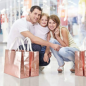 Set of 12 Stylish Reusable Shopping Bag, Glossy Glitter Reusable Grocery Bag with Handle, Non-Woven Fashionable Bag, Gift Tote Bags for Women Groceries Wedding bridesmaid Birthday Party