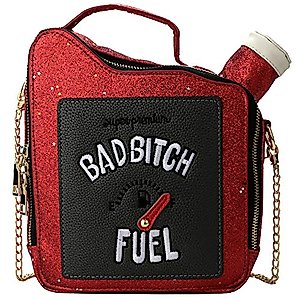 QiMing Gasoline Shoulder Handbag,Sequins PU CrossBody PursesTote Bag for Women(Red)