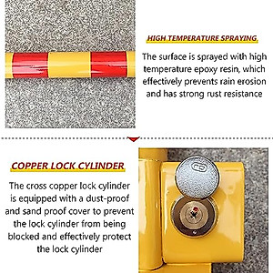 TzUfa Car Parking Space Lock Bollard, High Visibility Yellow and Red Lockable Fold Down Car Parking Barrier Post, Private Car Park Driveway Guard Saver Blocker with Locking Base (Color : Red)