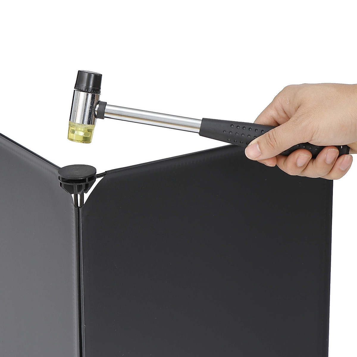 SUPER DEAL Cube Storage Organizer Shelf 16 Cubes Shoe Rack Bookcase Display Shleves Plastic DIY Modular Cabinet Closet with Metal Hammer for Home Bedroom, Living Room, Bathroom, Office, Black