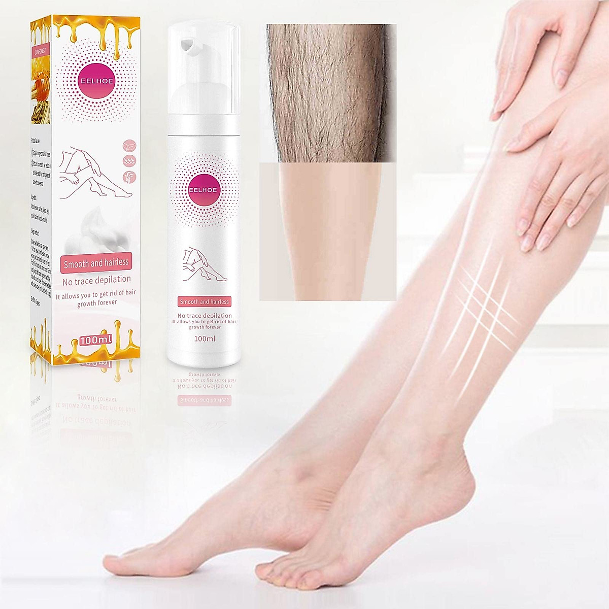 Hair Stop Growth Spray, Honey Hair Removal Foam Hair Removal, Non-Irritating Hair Removal Inhibitor for Body and Face,