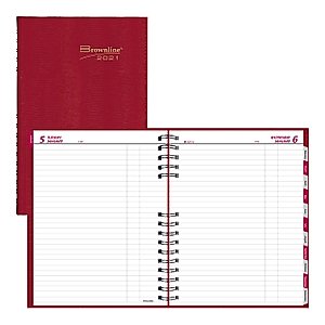 Brownline 2021 CoilPro Daily Planner, Hard Cover, Bright Red, 10.125 x 7.875 inches (C550C.Red-21)