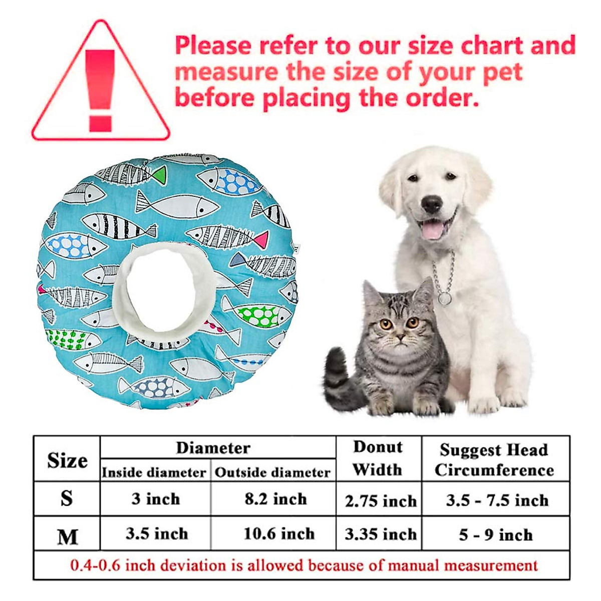 Andyrex Cat Recovery Collar Soft Adjustable - Cute Neck Cone After Surgery for Head Wound Healing Protective Cone After Surgery Elizabethan Collars for Cat and Puppy (Medium)