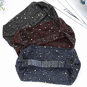 CAKURE Sequin Wide Headband Black Turban Headbands African Glitter Head Wraps Stretchy Bling Hair Wraps Hair Bands Yoga Running Sport Hair Accessories for Women and Girls