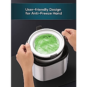 INTASTING Ice Cream Maker, 1.6 Quart Frozen Yogurt-Sorbet, for Homemade Ice Cream, Gelato, Stainless Steel, Silver