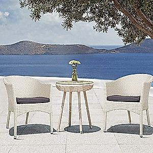 KARMAS PRODUCT Outdoor Dining Rattan Chairs Patio Garden Furniture with Seat Cushions,Weave Wicker Armchair 1 PC (White)