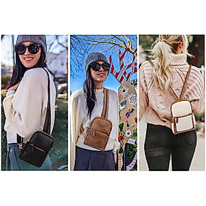 UTO Sling Bag for Women Crossbody Trendy Chest Belt Bag Convertible Backpack Purse with Wide Shoulder Zip Straps