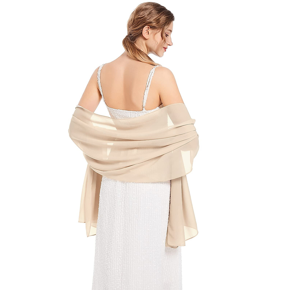 Vickorpen Shawls and Wraps Soft Chiffon Scarve Scarf For Evening Party Dresses Wedding Stole(Champagne1,one size)