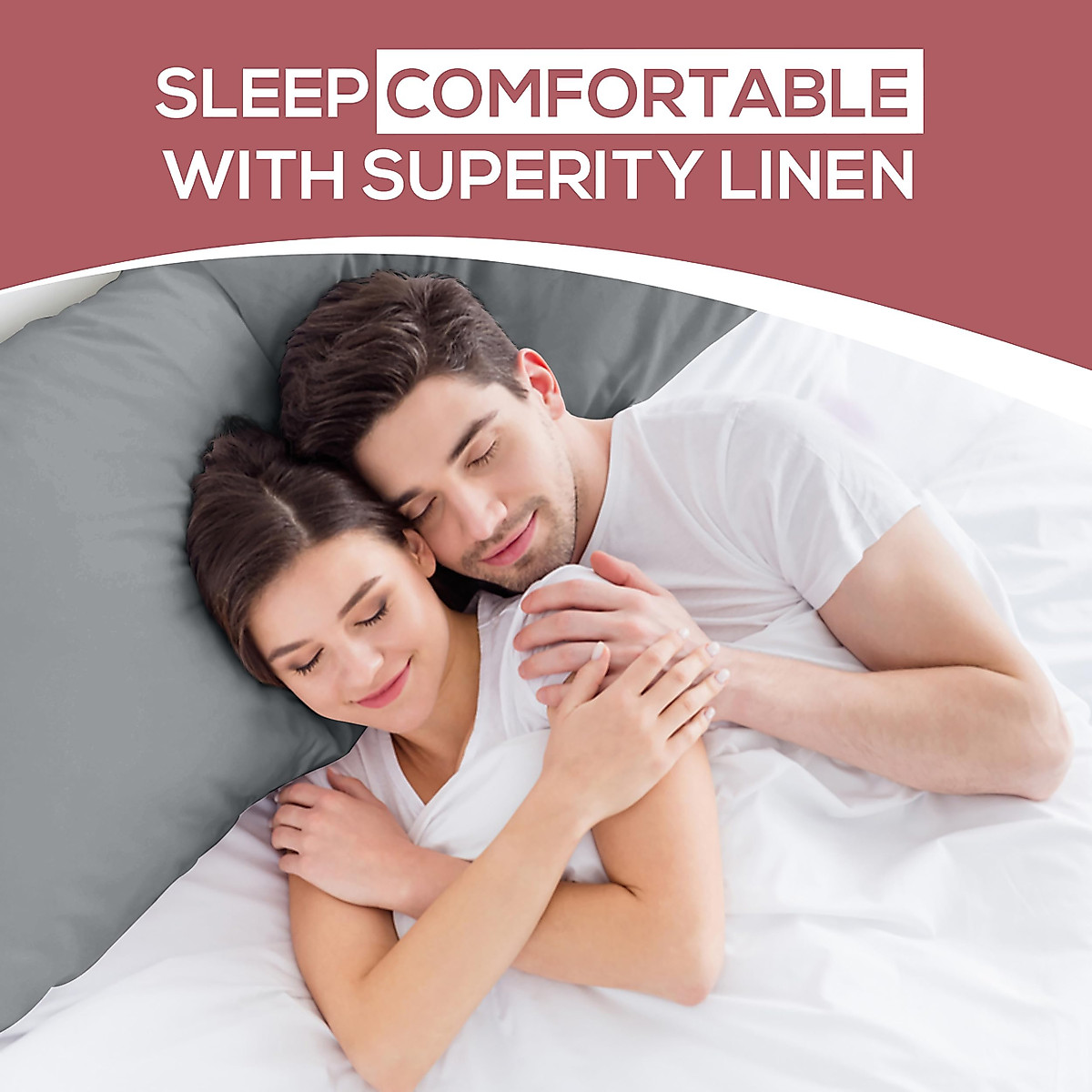 Superity Linen Pillow Cases Standard Size - Soft and Breatheable Cotton White Pillow Cases Set of 2 with Envelope Enclosure. Pillow Covers are 20 x 26. Protect Pillow and Enhance Bedroom Appearance.