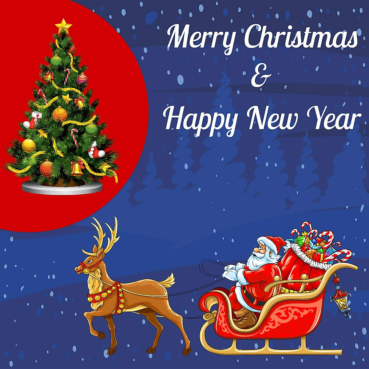 BANNER BUZZ MAKE IT VISIBLE Merry Christmas & Happy New Year Banner, Heavy Duty 11 Oz Vinyl, Holiday Christmas Tree Santa Decorative Sign, Metal Grommets & Hemmed Edges, Perfect for Indoor Outdoor Home Decor (8' X 3')