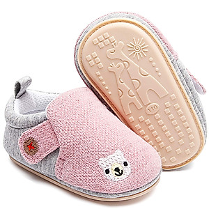 FEETCITY Baby Shoes Girls First Walkers Sneakers Sock Top Slippers Infant Shoes 6-12 Months Pink