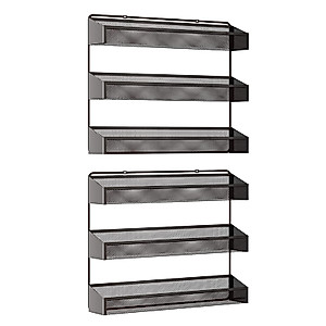 AULEDIO 2 Pack Spice Rack Organizer, 3 Tier Counter-top Stand or Wall Mounted Storage Rack Hanging Shelf for Kitchen Cabinet, Cupboard, Pantry Door or Bathroom Shower Cosmetic - Bronze