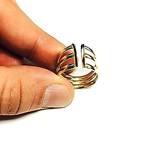 14k Yellow Gold Triple Open Band Ring, Size 8