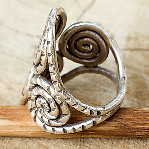 NOVICA Artisan Handmade Sterling Silver Wrap Ring Fair Trade No Stone Thailand Bohemian [band Width 4 mm W Ring Front 1.2 in W] ' Spiral of Love'